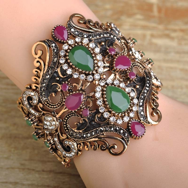 Adjustable Turkish Vintage Wide Women Bangles Cuff Bracelets Hand ...