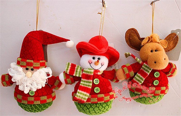 Fabric Christmas Decorations Hang Doll Christmas Ornaments Santa Elk ...