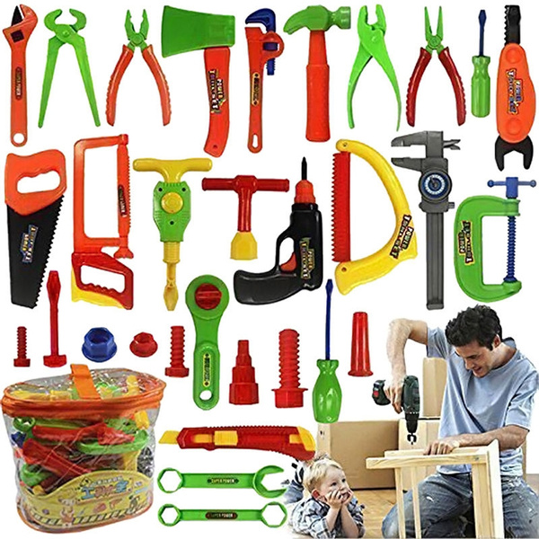 34Pcs Simulation Repair Tools Boys Kids Craftsman Pretend Play Fixing ...
