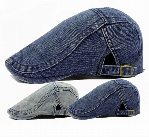 Adult Cool Denim Wash Denim Peaked Newsboy Hats Women Men Casual Ivy ...