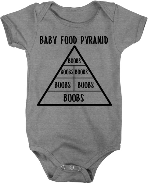 Baby Food Pyramid Funny Newborn Jokes Boobs Creeper for Infants (Grey ...