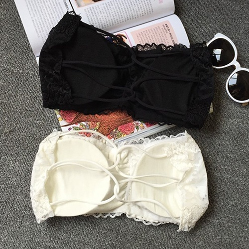 Trendy Women's Sexy Cut Out Strapless Tube Top Vintage Padded Cross ...