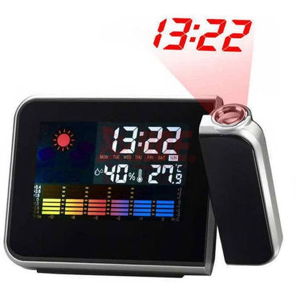 3.7" Digital Projection Clock LCD Screen LED Projector Alarm Weather ...