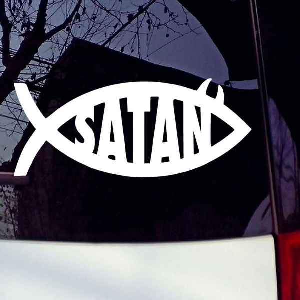 Satan Fish Vinyl Decal Sticker Window Wall Bumper Religious Jesus ...
