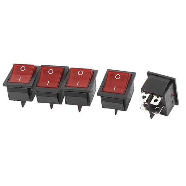 5pcs Switches Red Illuminated Light On/Off DPST Boat Rocker Switch 16A ...