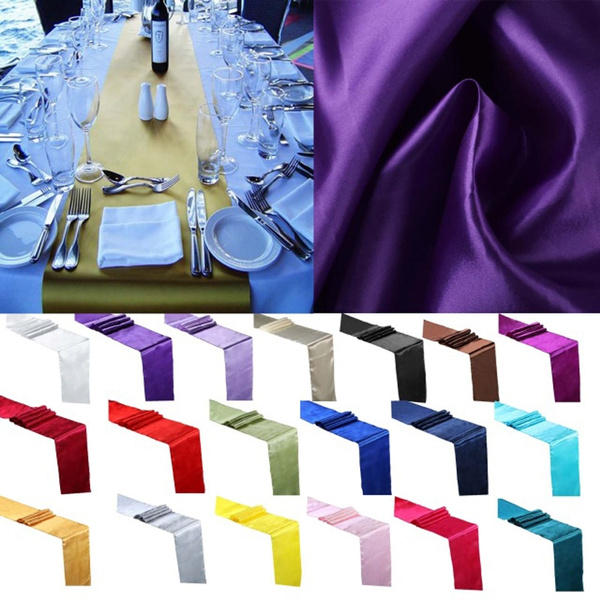 1Pcs 30 x 275 cm Satin Table Runner Chair Sashes Wedding Party ...
