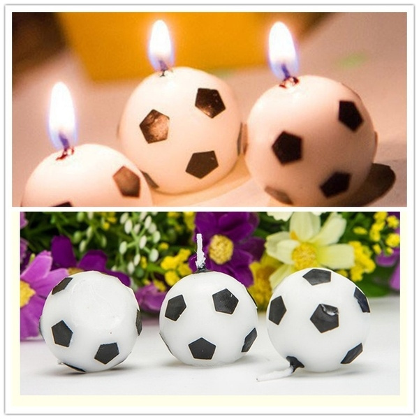 Cute Football Soccer Ball Shape Cake Pick Candles Decorations Supplies ...