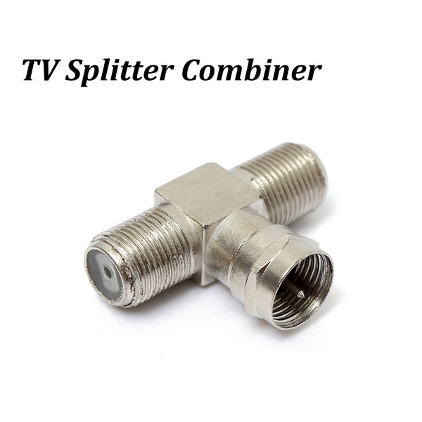 Male To 2 Female 2 Way F-Type Splitter Combiner TV Virgin Cable Sky ...