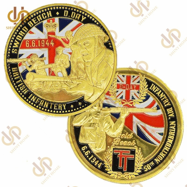 British Infantry Challenge Coin D-DAY 50th Northumbrian Infantry 24K ...