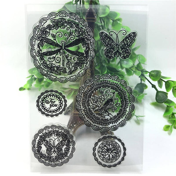 Butterfly Stamp，A bird/dragonfly Silicone Rubber Clear Stamp Diary ...
