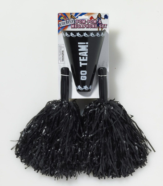Cheerleader Pom Pom & Megaphone Costume Accessory Set: Black | Wish