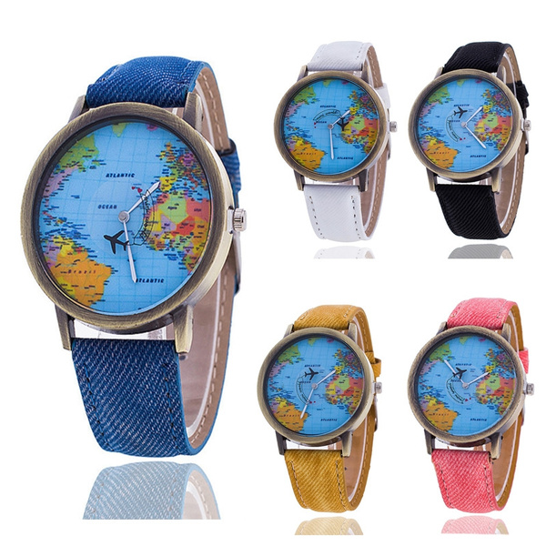 Newly Design Mini World Map Watch Men Women Gift Watches Quartz Watch ...