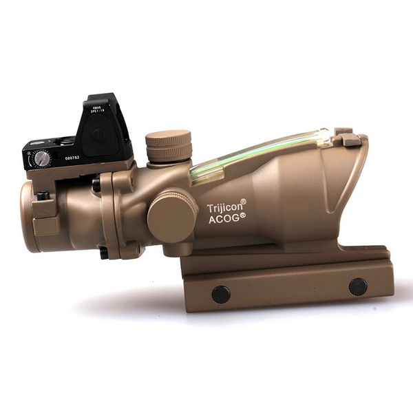 Trijicon ACOG Style 4X32 Tan Real Fiber Optics Green Illuminated ...
