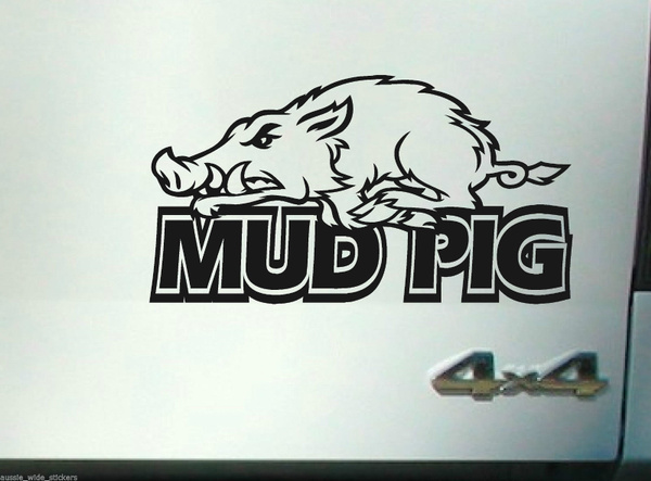 Car Sticker PAIR MUD PIG 4x4 hog hunting ute tray accessories Stickers ...