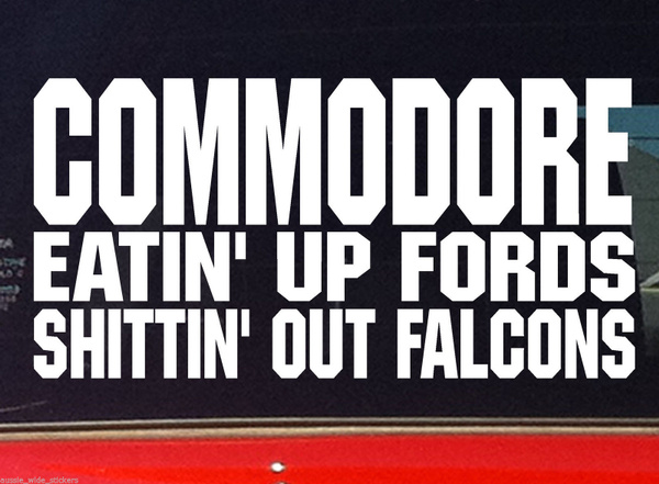 Car Sticker COMMODORE EATIN Aussie ute wagon Funny Car Stickers 200mm ...