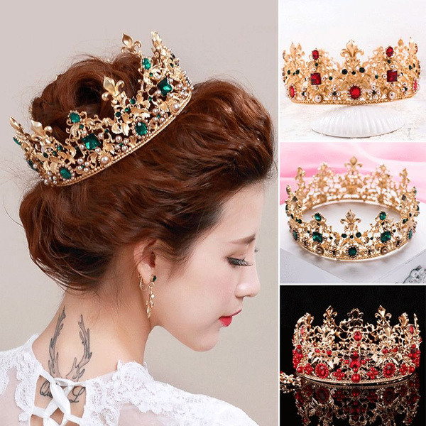 Bride Crown + Earring Set Wedding Hair Jewelry Headpiece Hairband ...