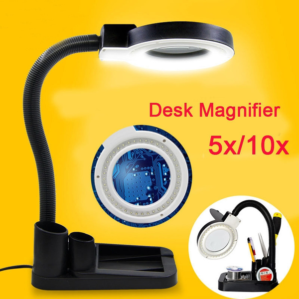 Magnifying Crafts Glass Desk Lamp 5X 10X Magnifier With 40 LED Lights ...