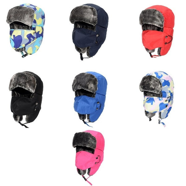 Bomber Hats Men Women Cotton Windproof Warm Ear Flap Chin Strap Fashion ...