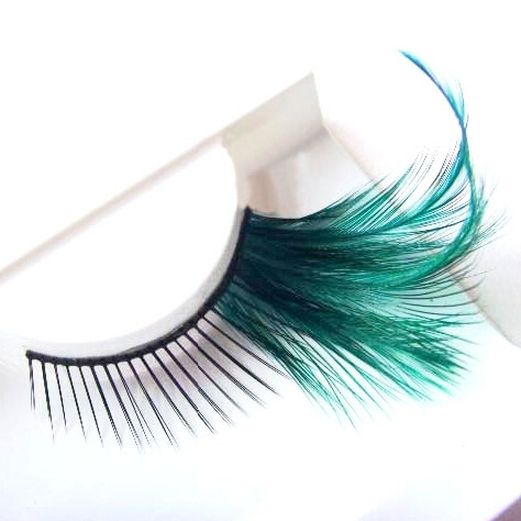 1 Pair Natural Peacock Green Long Artificial False Eyelashes | Wish