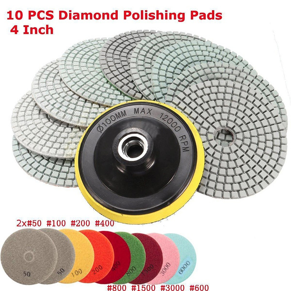 10pcs Diamond Polish Pads 4'' M14 Polishing Wheel Set Stone Concrete ...