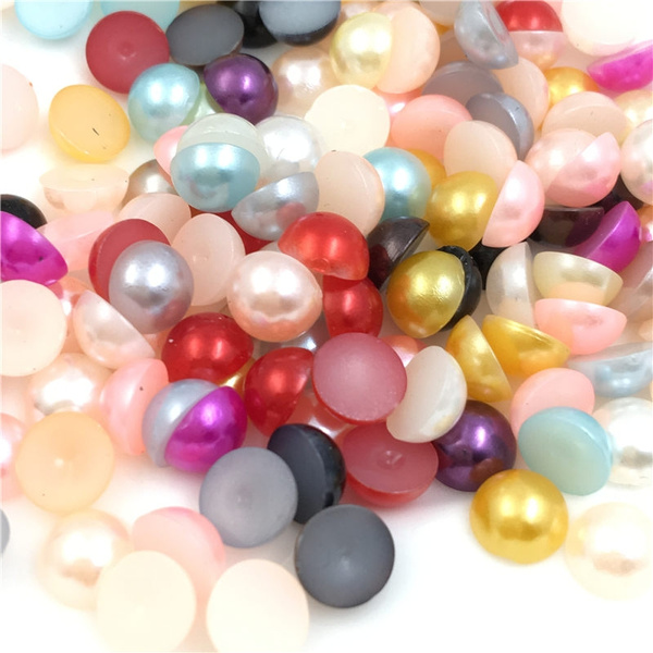 4/6/8mm Half Round Imitate Pearl Beads Flat Back Scrapbook Craft ...