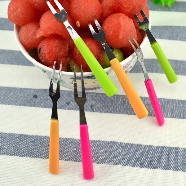 6Pcs Stainless Steel Fruit Fork Set Food Picks Cake Dessert Forks Party ...