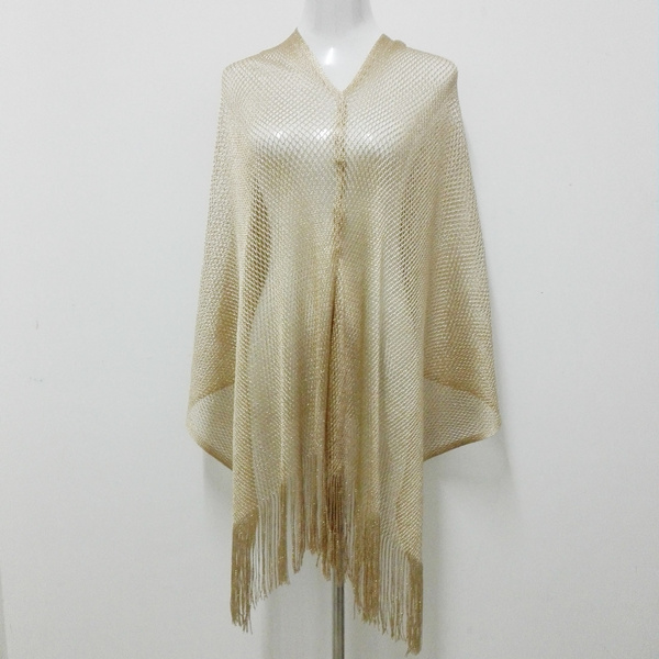 2017 Spring Rock Style Metalic Shiny Fishnet Poncho Scarf Shawl Women ...