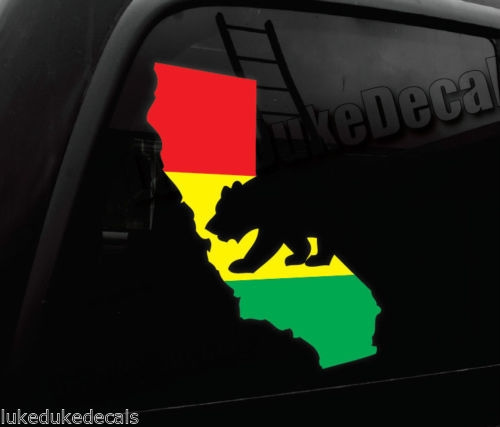 California State Bear Rasta Outline Vinyl Decal Sticker CUSTOM | Wish