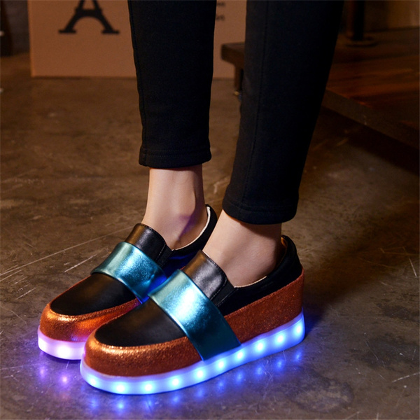 Fashion Led Shoes Women USB Rechargeable Light Up 7 Colors Luminous ...