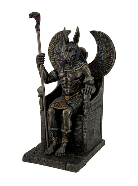 Bronze Finished Egyptian God Anubis on Throne Statue | Wish