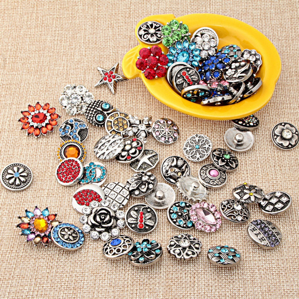 10pcs Randomly mix 3D 18mm snaps Chunk Charm Button for Noosa leather ...