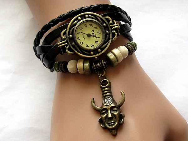 Dean Winchester's Amulet Wrist Watch, Supernatural Black Leather Wrist ...