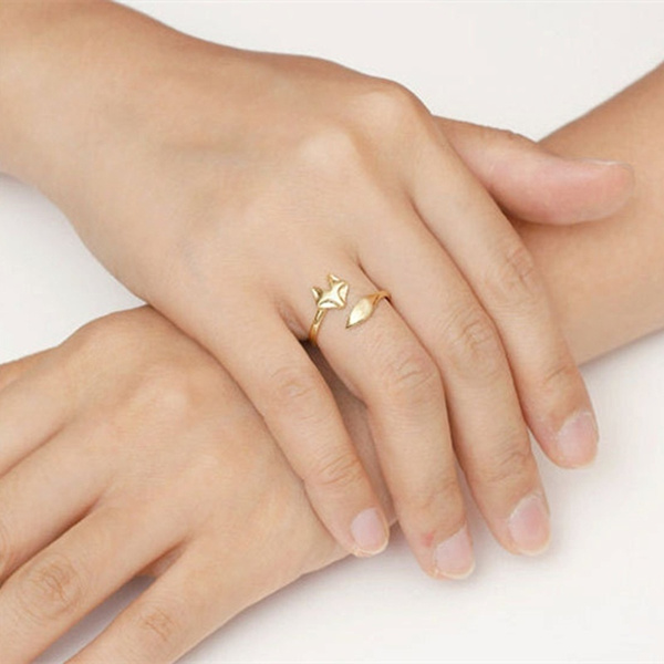 Fashion Jewelry Silver Ring Gold Plated Fire Fox Ring Couple Rings for Women Nickle Free ...