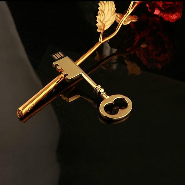 Mini tiny Metal Gold Key USB Flash Drive Pen Drive Pendrive Flash clé ...