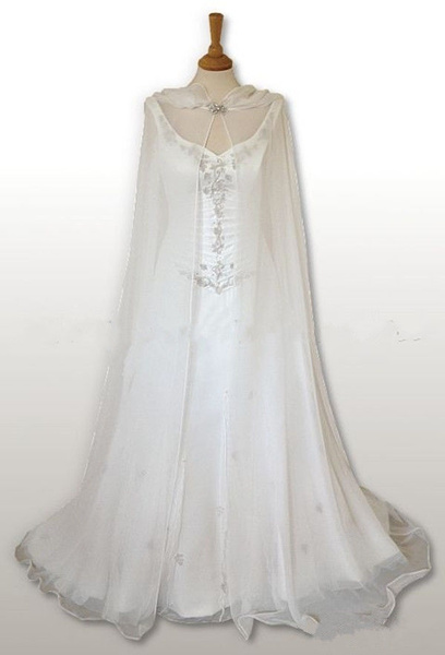 2020 Hot Custom Long Wedding Bridal Cloak White/Ivory Capes Hooded ...