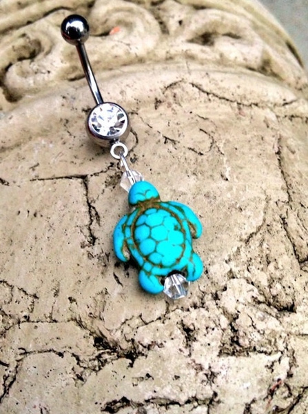 Jewelry Turquoise Sea Turtle Belly Ring Turtle Tortoise Ocean Naval ...