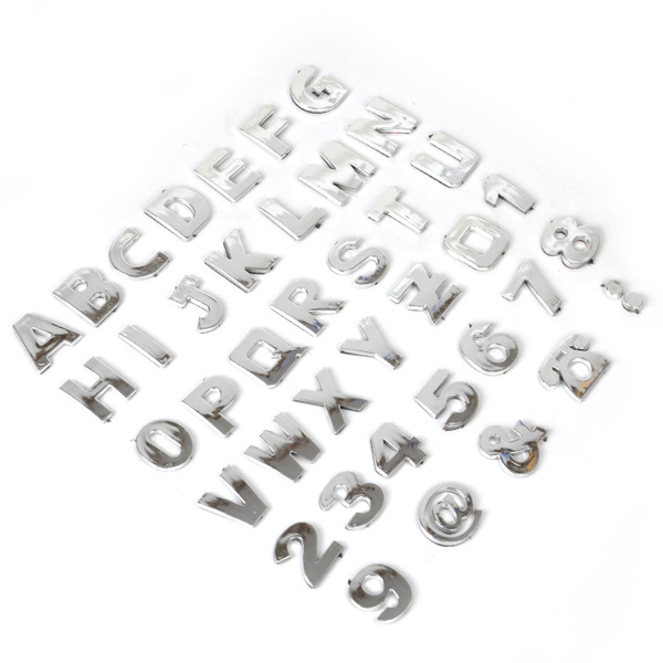40pcs/set DIY Chrome ABS Alphabet letter Number Symbol Emblem Badge ...