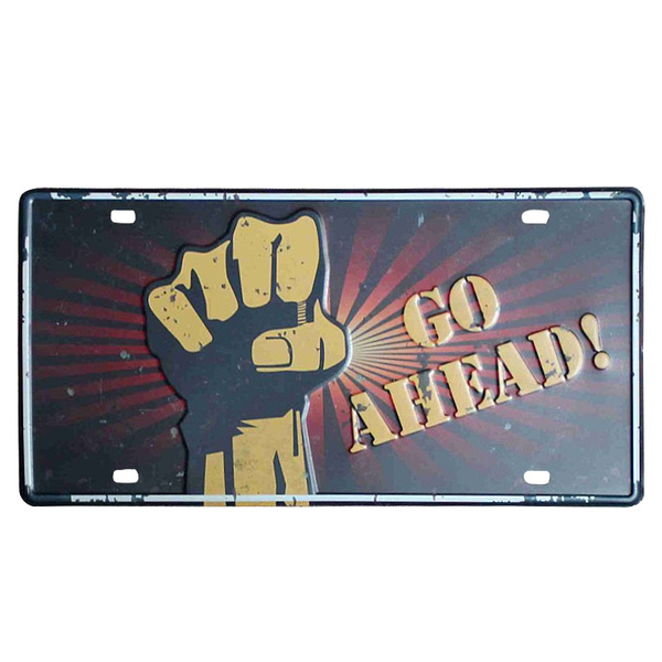 Go Ahead Retro License Plate Vintage Tin Sign Room Wall Decor Man Cave ...