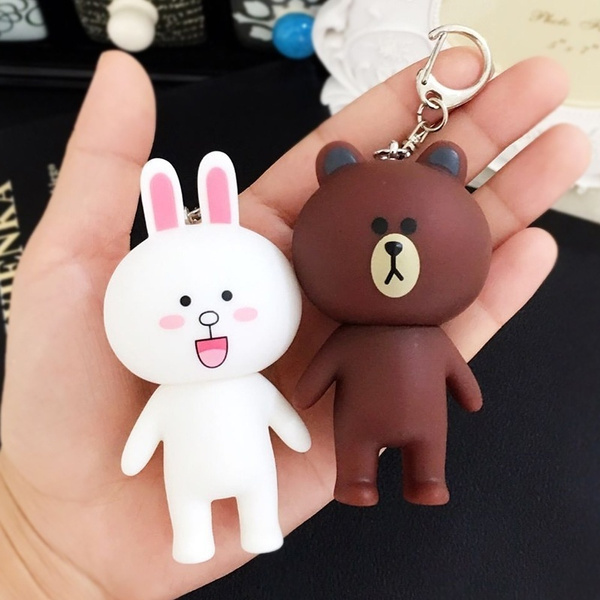Hot Cute Cartoon Line Town Brown Bear & Cony Rabbit Couple Keychain | Wish