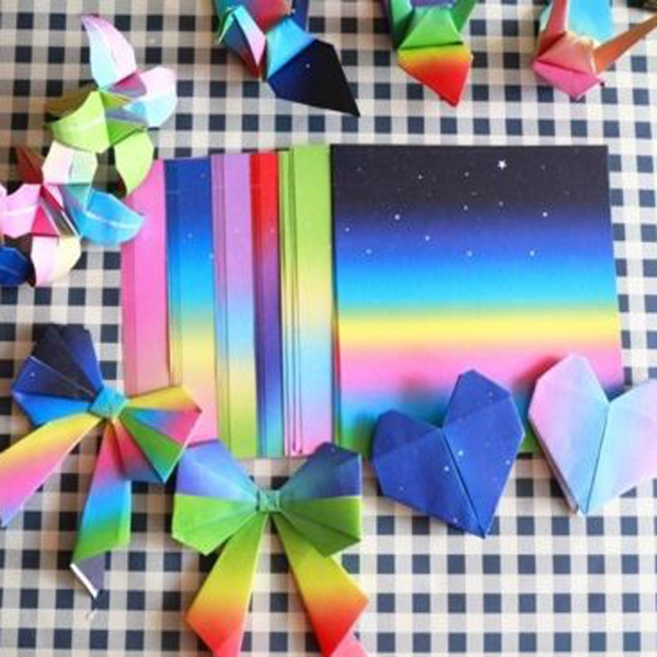 48 X Origami Gradients Colored Rainbow Single Sided Paper Kid Art Craft ...