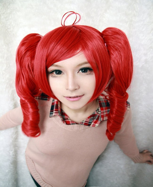 New Vocaloid Kasane Teto 18 Inches Medium Wave Braided Red Cosplay Wig ...