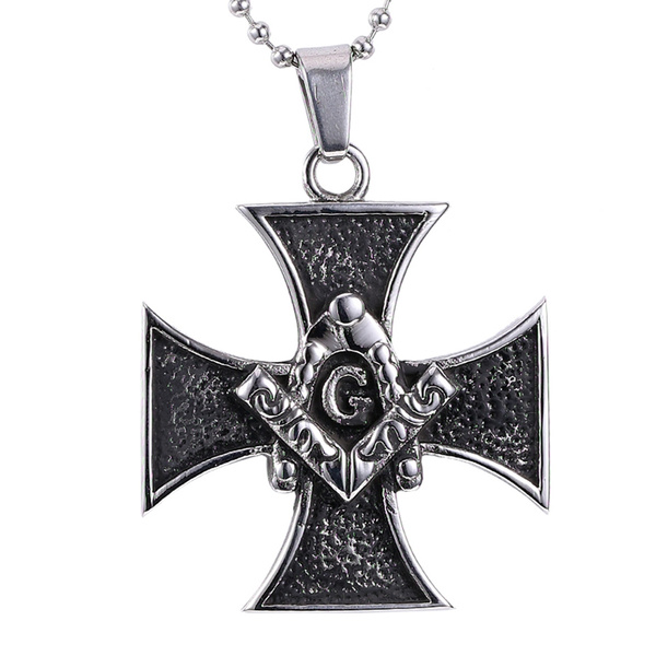 Masonic Iron Cross Pendant Freemason Member Stainless Steel Mason ...