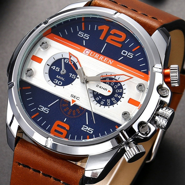 Brand CURREN 8259 Men's Fashion Casual Sports Waterproof Leather Large ...
