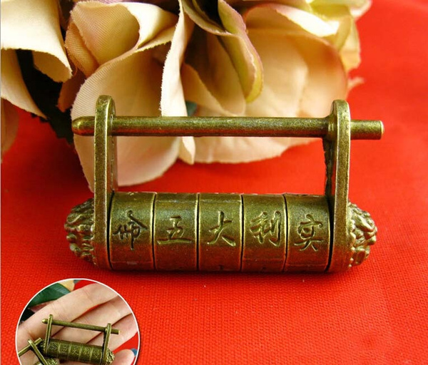 1PC Rare Chinese Old Style Useful Chinese Word Password Padlock Lock ...