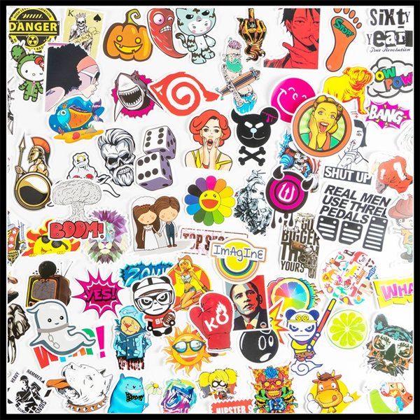 100pcs Mixed Cool Funny Doodle Cartoon Stickers for Suitcase,bike,cars ...