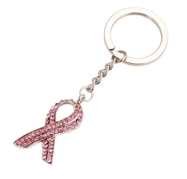 High Quality Pink Ribbon Crystal Rhinestone Key Chain New Arrival ...