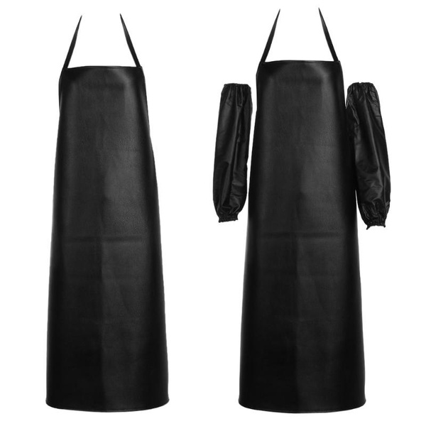 Waterproof Men Faux Leather Apron Kitchen Restaurant Cooking Aprons ...