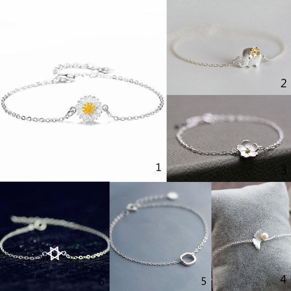 Sterling Silver Charm Women Girl Wrap Chain Bracelet Love Winter Dainty ...