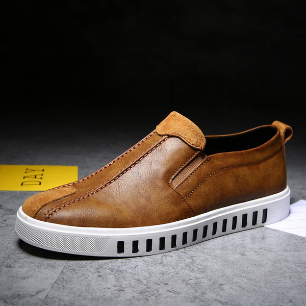 Handmade Men Genuine Leather Shoes Simple Mens Casual Flats Male ...