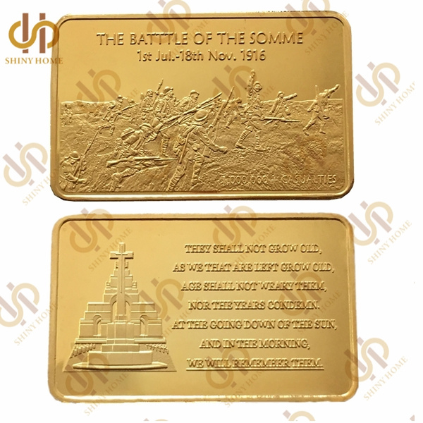 WWI 1916 The Battle of Somme Gold Challenge Battle Coins Collection ...